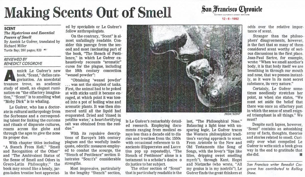San Francisco Chronicle - 6 décembre 1992 : « Making Scents Out of ...